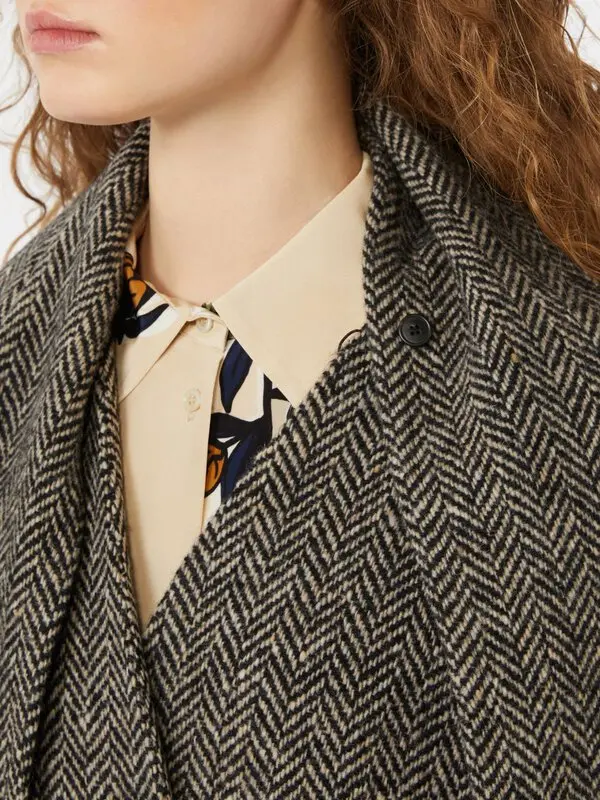 Max Mara Wool Tweed Wrap Overcoat