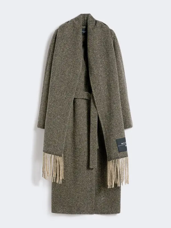 Max Mara Wool Tweed Wrap Overcoat