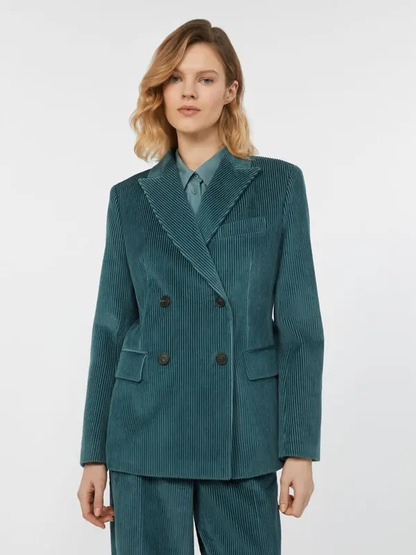 Max Mara Double-breasted Corduroy Blazer - Oil