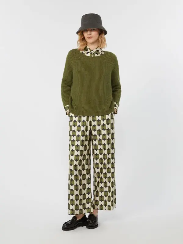 Max Mara Printed Silk Twill Trousers