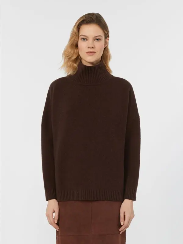 Max Mara Wool Knit Turtleneck Jumper - Chocolate