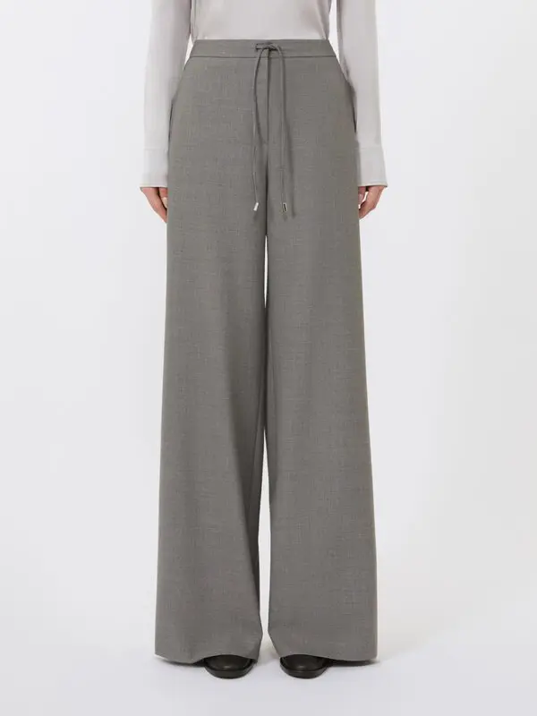 Max Mara Wool Twill Drawstring Trousers - Medium Grey