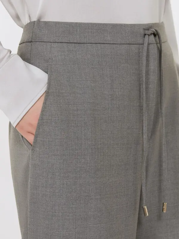 Max Mara Wool Twill Drawstring Trousers - Medium Grey