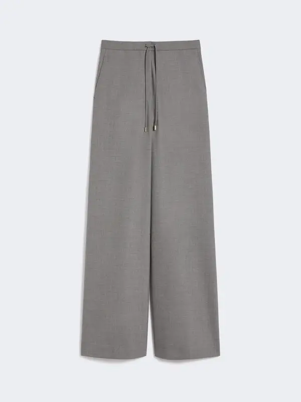 Max Mara Wool Twill Drawstring Trousers - Medium Grey