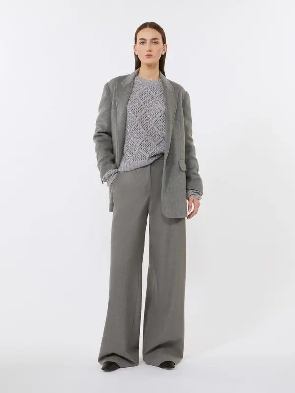 Max Mara Wool Twill Drawstring Trousers - Medium Grey