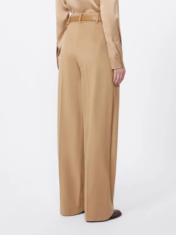 Max Mara Pure Wool Wide Leg Trousers - Camel