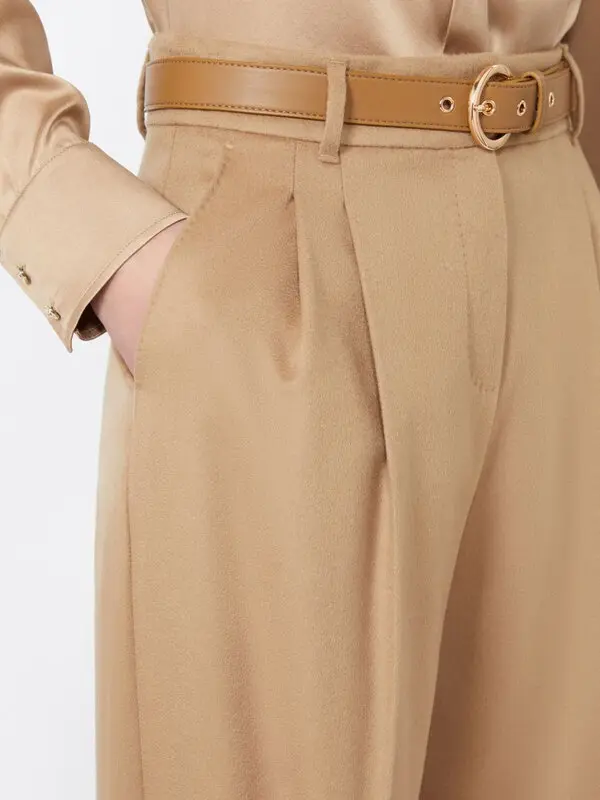 Max Mara Pure Wool Wide Leg Trousers - Camel