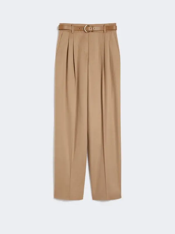 Max Mara Pure Wool Wide Leg Trousers - Camel