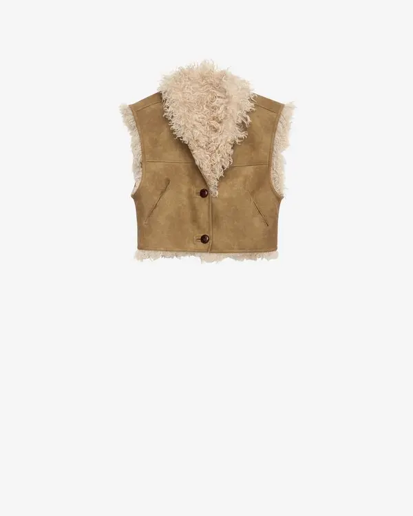 MARANT ETOILE Clara Shearling Vest - Taupe