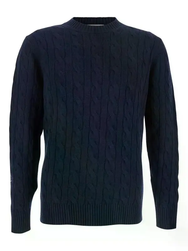 KANGRA Cable-knit Crew-neck Sweater - Blue