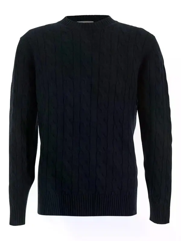 KANGRA Cable-knit Crew-neck Sweater - Black
