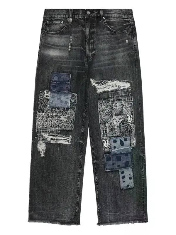 A BATHING APE Patchwork Frayed Loose-fit Jeans
