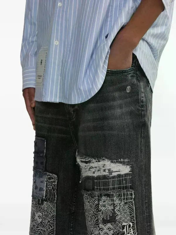 A BATHING APE Patchwork Frayed Loose-fit Jeans