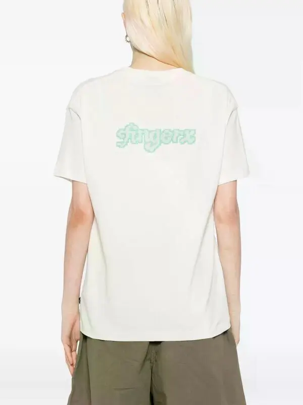 FINGERCROXX Logo-embroidered T-shirt - Neutrals