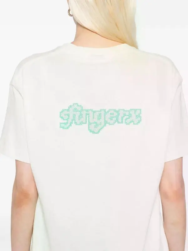 FINGERCROXX Logo-embroidered T-shirt - Neutrals