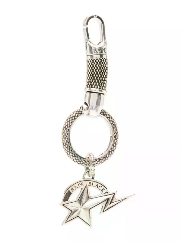 BAPE BLACK *A BATHING APE® Star-embellished Keychain - Silver