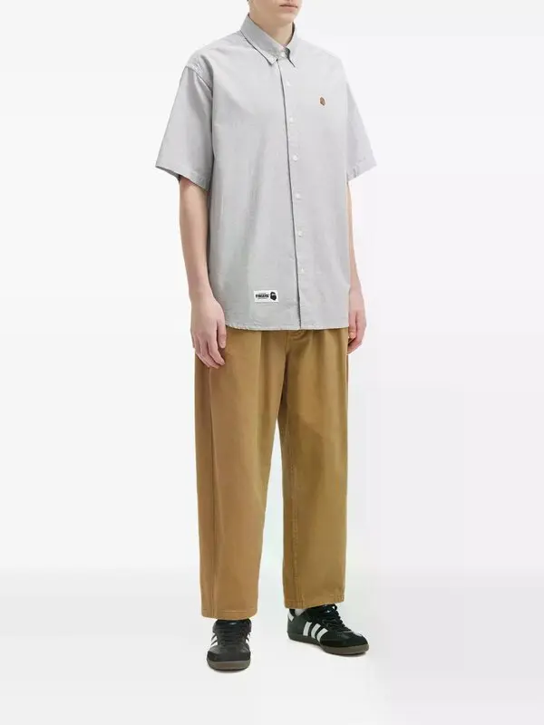 FINGERCROXX Embroidered Short-sleeve Shirt - Grey