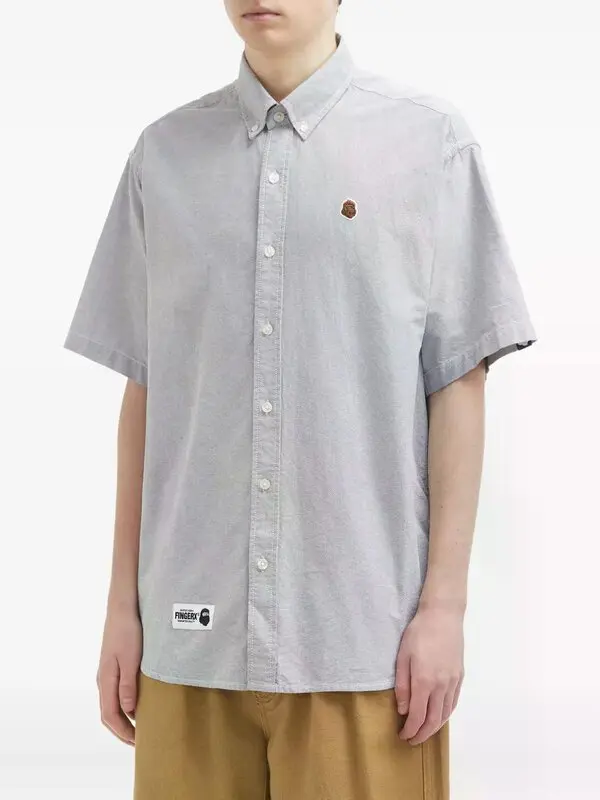FINGERCROXX Embroidered Short-sleeve Shirt - Grey