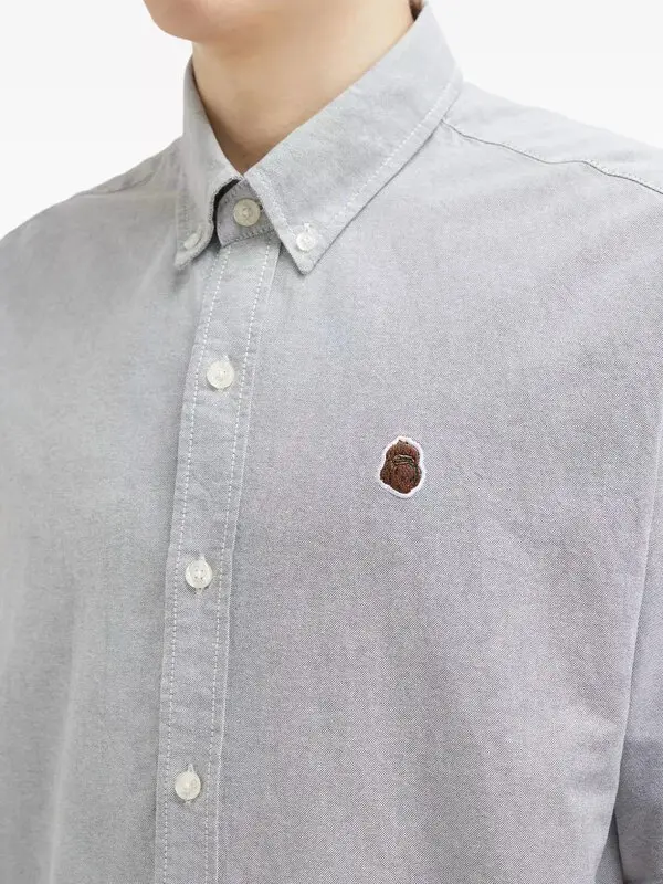 FINGERCROXX Embroidered Short-sleeve Shirt - Grey
