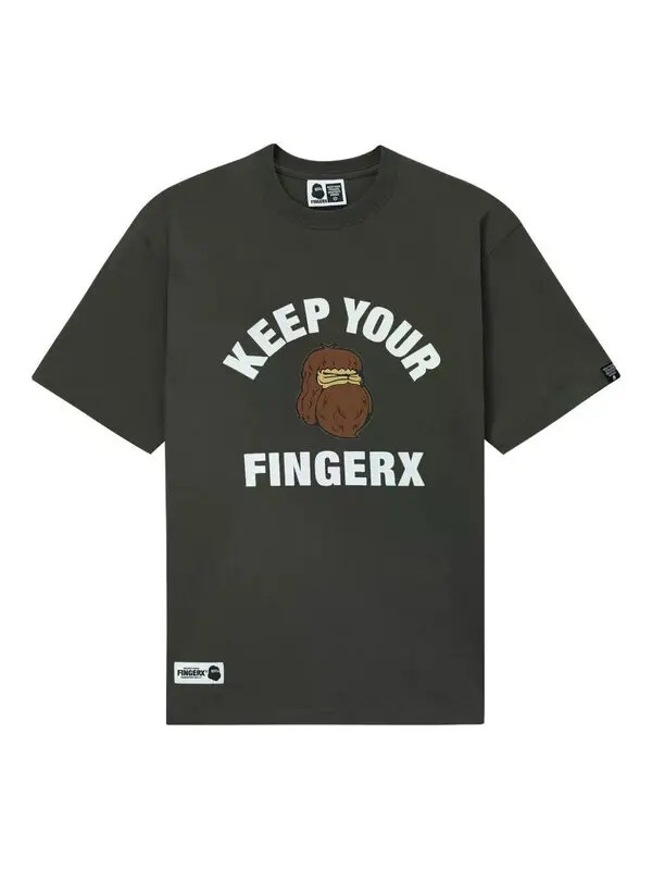 FINGERCROXX Logo-graphic Crew-neck T-shirt - Green
