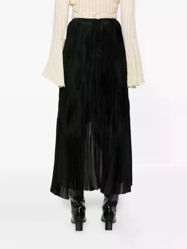 FORTE_FORTE Pleated Asymmetric Skirt - Black