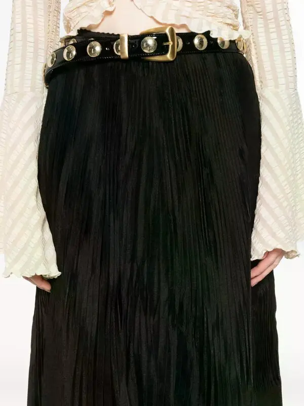 FORTE_FORTE Pleated Asymmetric Skirt - Black