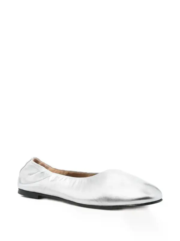 Dear Frances Leather Ballet Flats - Grey