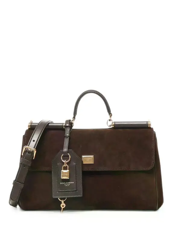 Dolce & Gabbana Medium Sicily Handbag In Split Calfskin - Brown