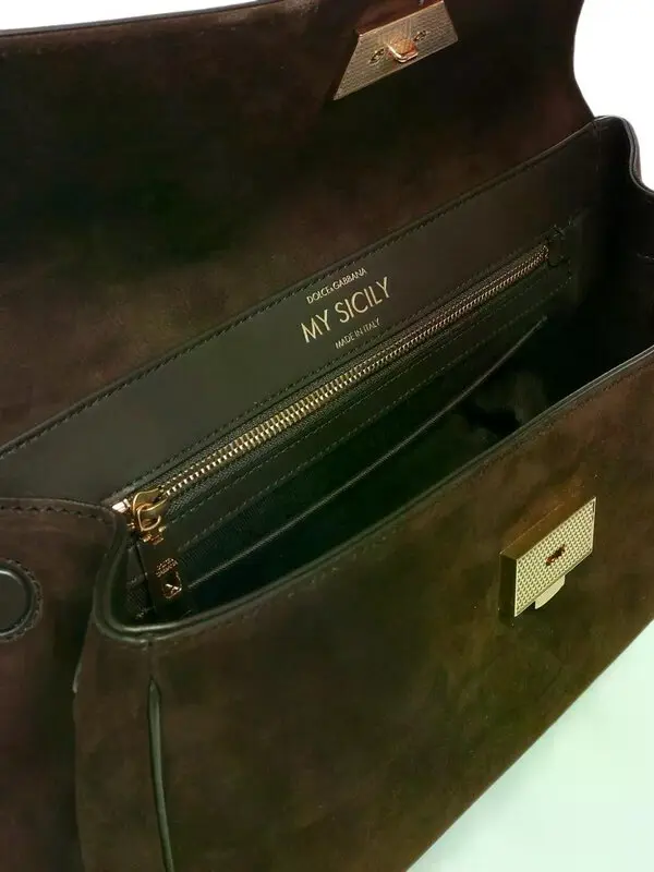 Dolce & Gabbana Medium Sicily Handbag In Split Calfskin - Brown
