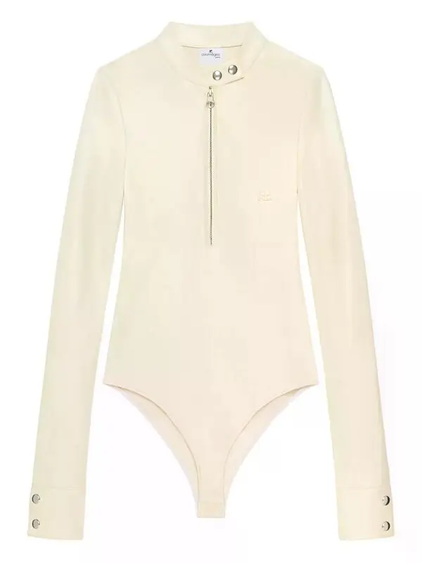 COURREGES Long-sleeve Zip-front Bodysuit - Neutrals