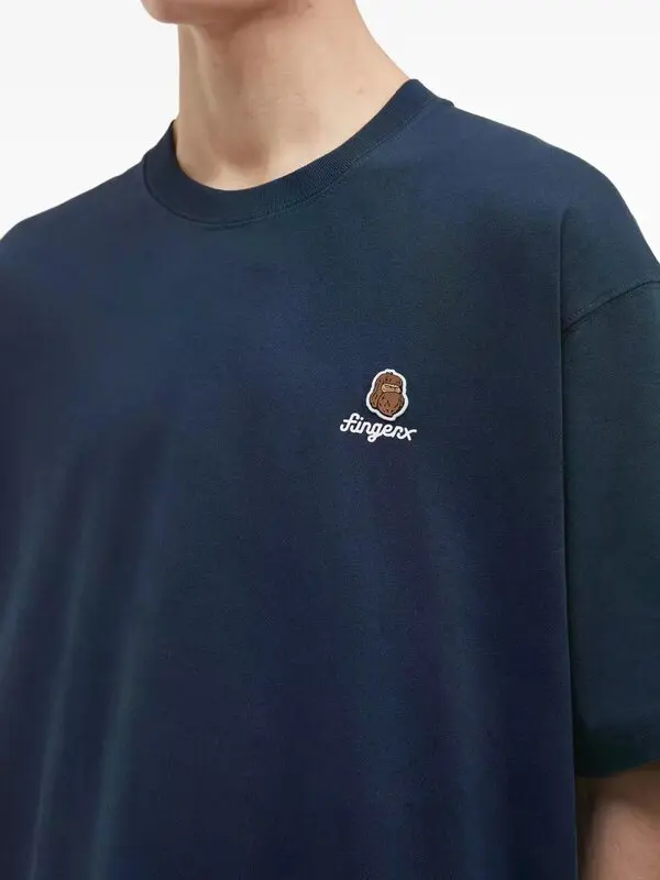 FINGERCROXX Embroidered-logo T-shirt - Blue