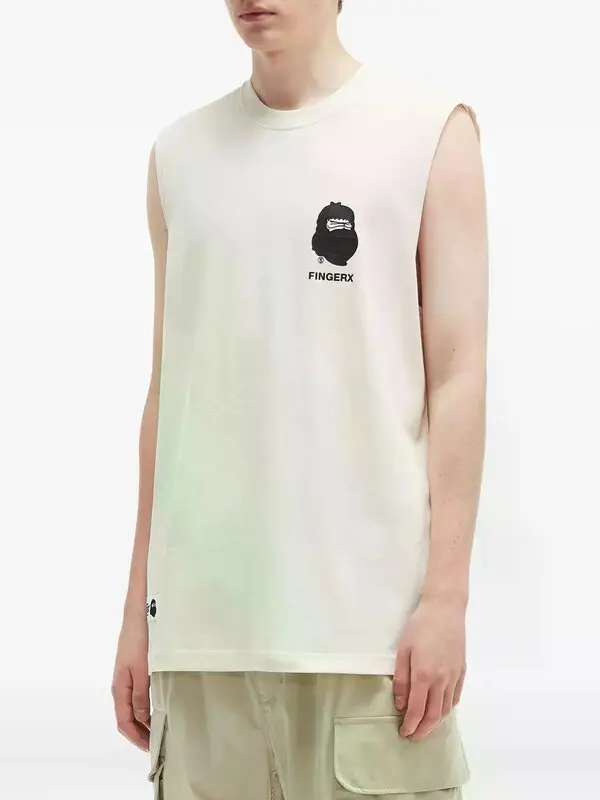 FINGERCROXX Graphic-print Cotton Vest - Neutrals