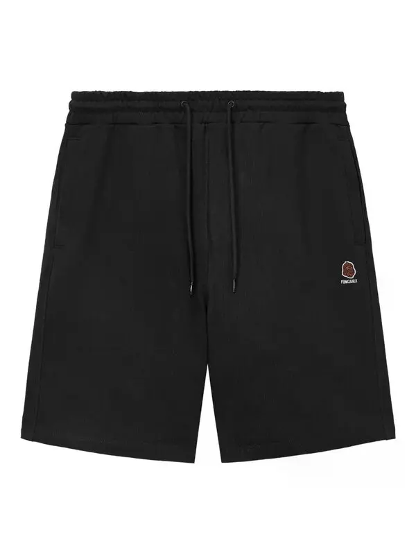 FINGERCROXX Logo-embroidered Drawstring Shorts - Black