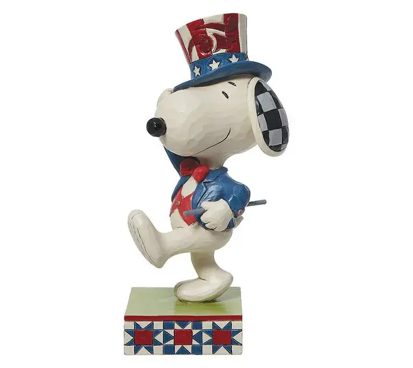 JIM SHORE Peanuts Patriotic Snoopy Marching Figurine - One-color