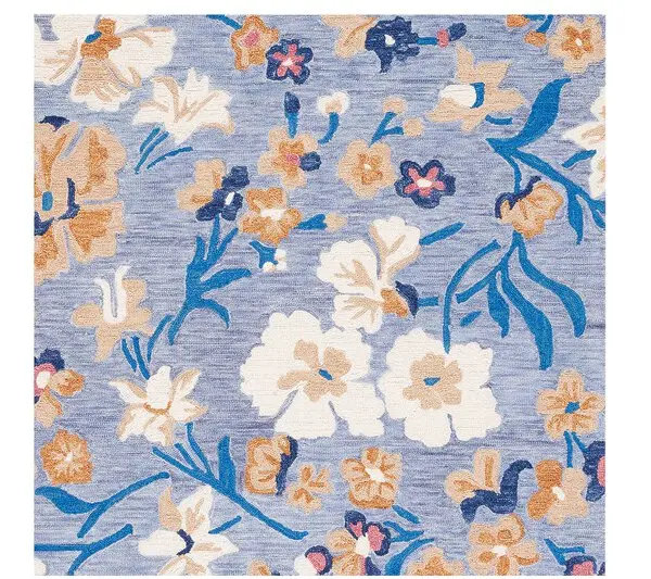 SAFAVIEH Blue Garden Hand Tufted Wool 6' X 6' S Quare Rug - One-color