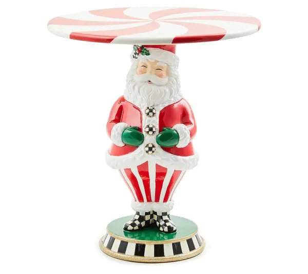 MACKENZIE-CHILDS Holly Jolly Santa Pedestal - One-color