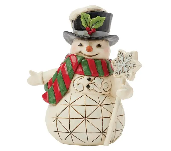 JIM SHORE Heartwood Creek Snowman Snowflake Sta Ff Mini 3.82in - One-color