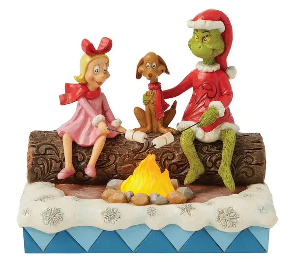 JIM SHORE Grinch, Max, Cindy Roasting Figurine .2in H - One-color