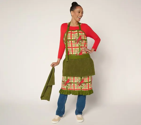 TEMP-TATIONS As Is Special Edition Apron With 2 Dish Towels - One-color