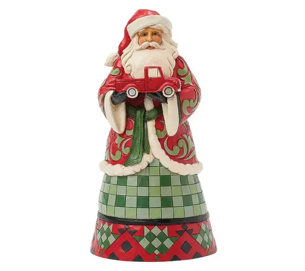 JIM SHORE Highland Glen Santa Holding Truck Fig Urine 10in H - One-color