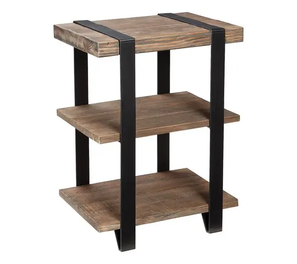 ALATERRE FURNITURE Modesto Rustic Natural Solid Wood End Table - One-color