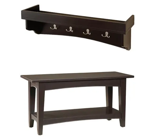 ALATERRE FURNITURE Shaker Cottage Shelf Coat Ho Ok & Bench Set - One-color
