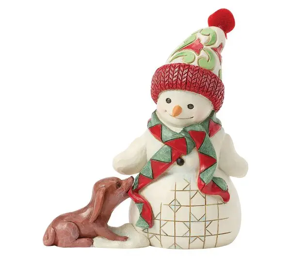 JIM SHORE Heartwood Creek Snowman With Dog & Sc Arf Pint Fig - One-color