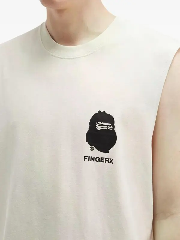 FINGERCROXX Graphic-print Cotton Vest - Neutrals