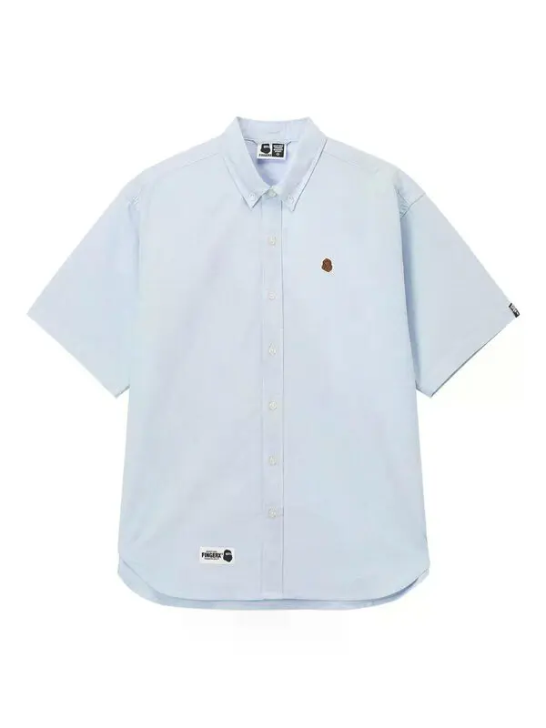 FINGERCROXX Embroidered Short-sleeve Shirt - Blue