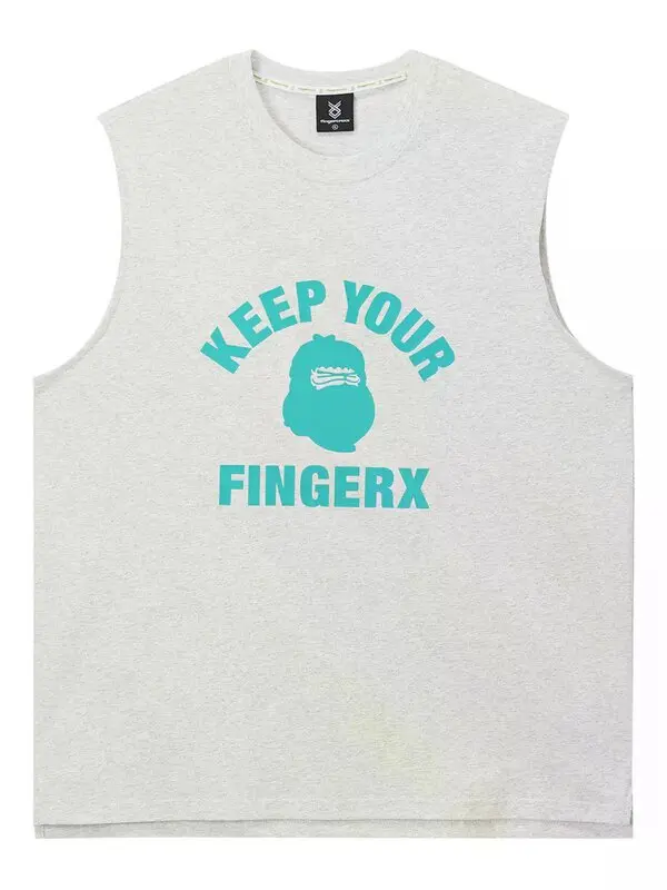 FINGERCROXX Graphic-print Sleeveless Vest - Grey