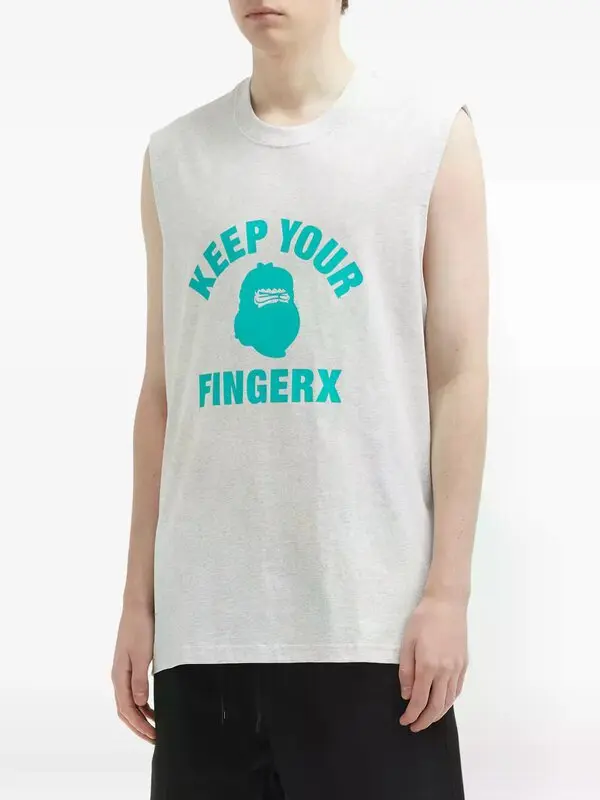 FINGERCROXX Graphic-print Sleeveless Vest - Grey