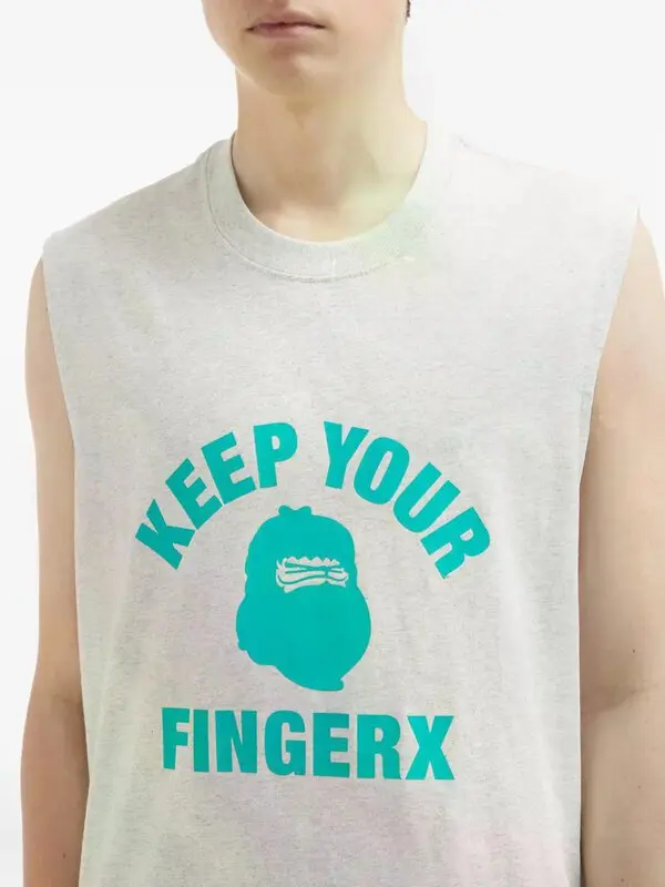 FINGERCROXX Graphic-print Sleeveless Vest - Grey