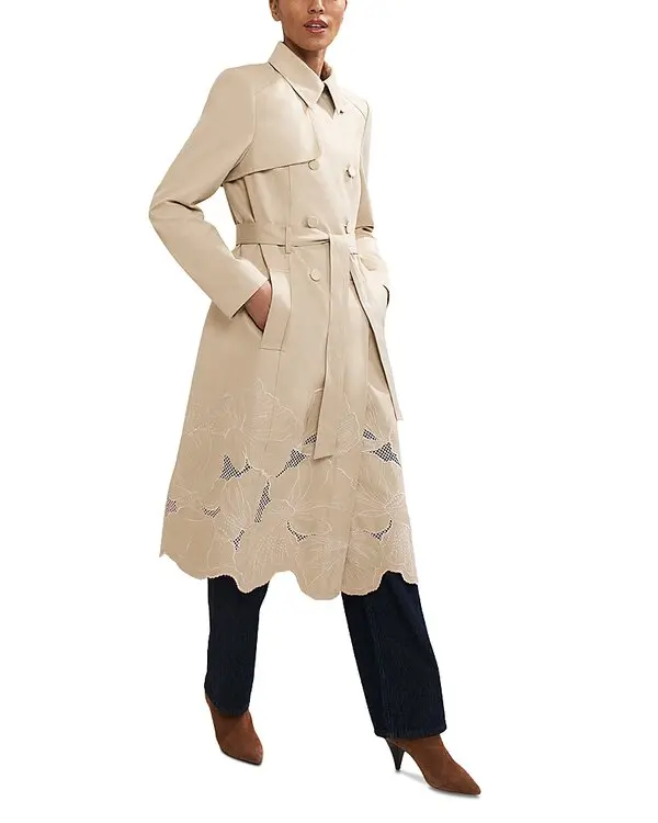 PHASE EIGHT Elm Cutwork Trench Coat