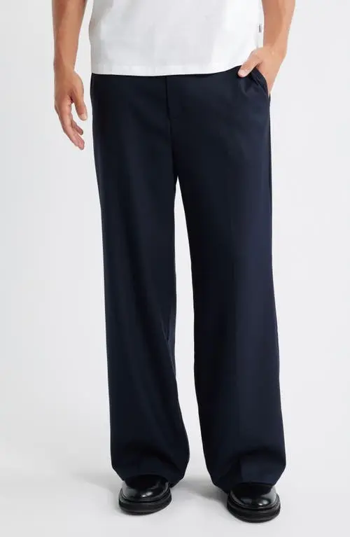 KROST Lyocell Blend Flat Front Trousers - Dark Navy